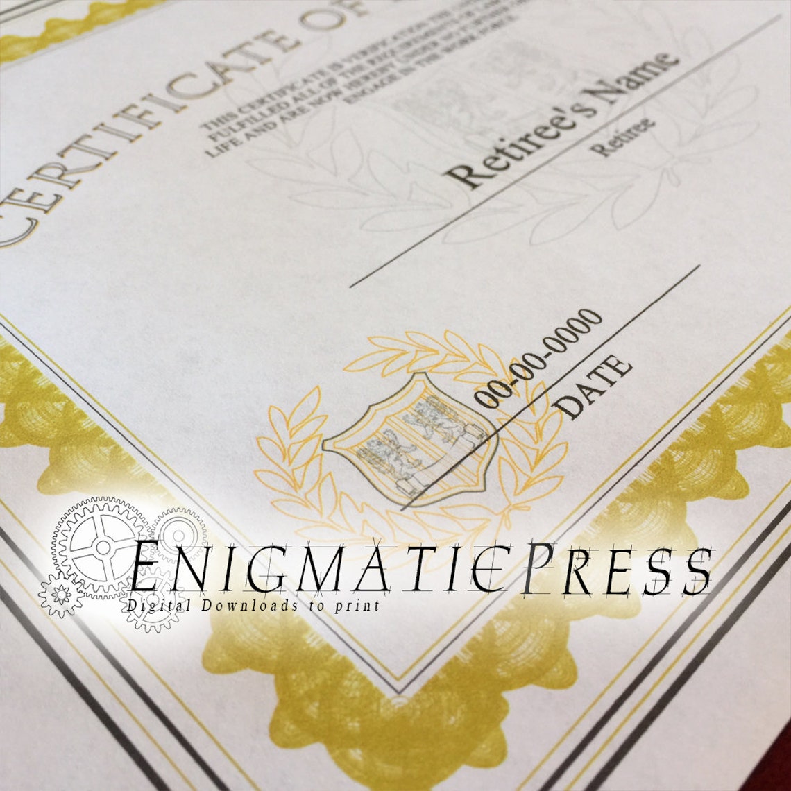 Certificate of Retirement Graduate Style Certificate With - Etsy Canada