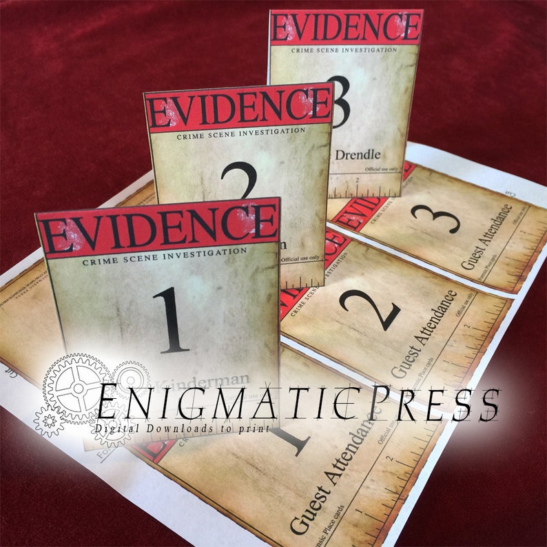 3 Pgs of Crime Scene Evidence Labels, Tags and Place Markers, True ...