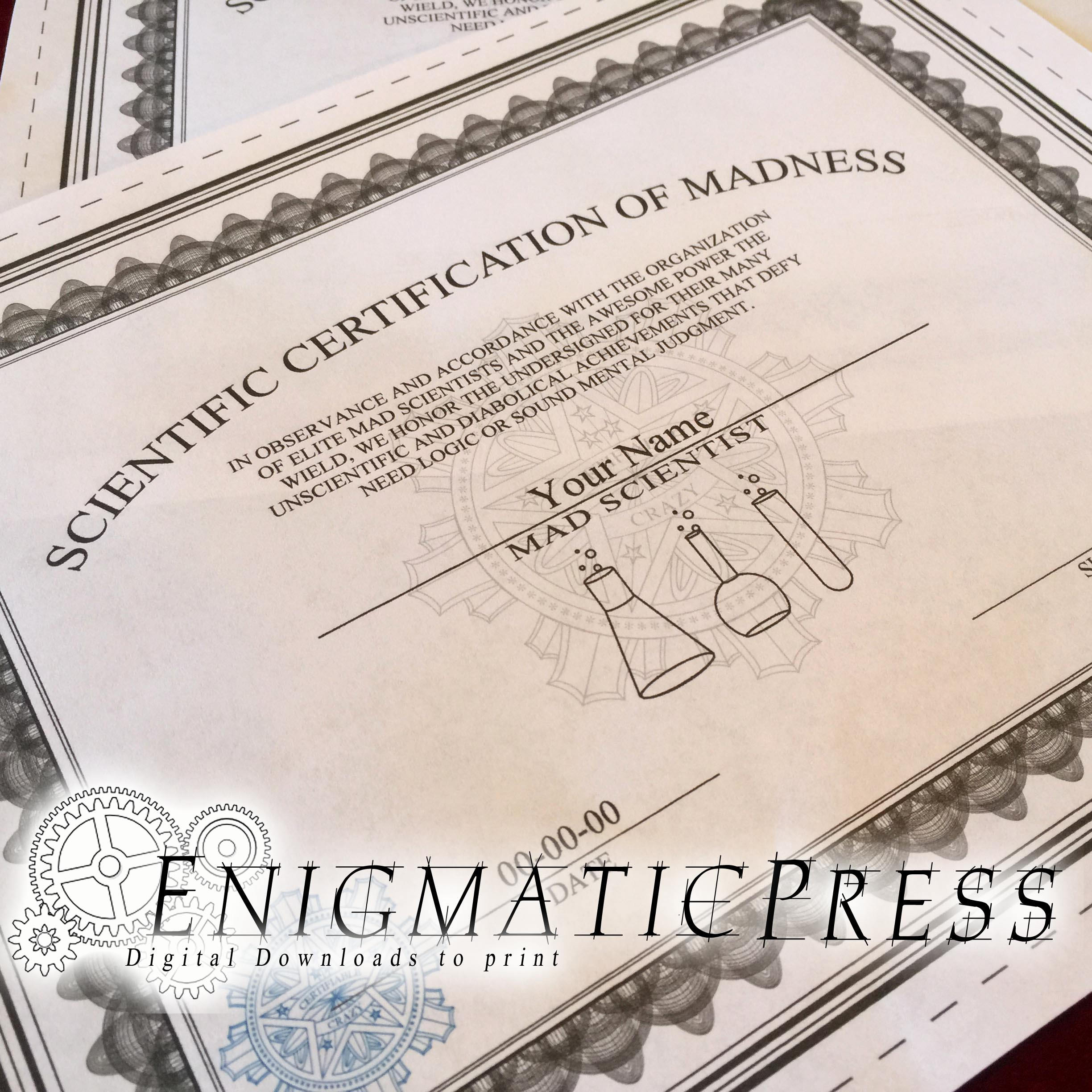 Mad Science Award Editable Certificate Home Printable - Etsy
