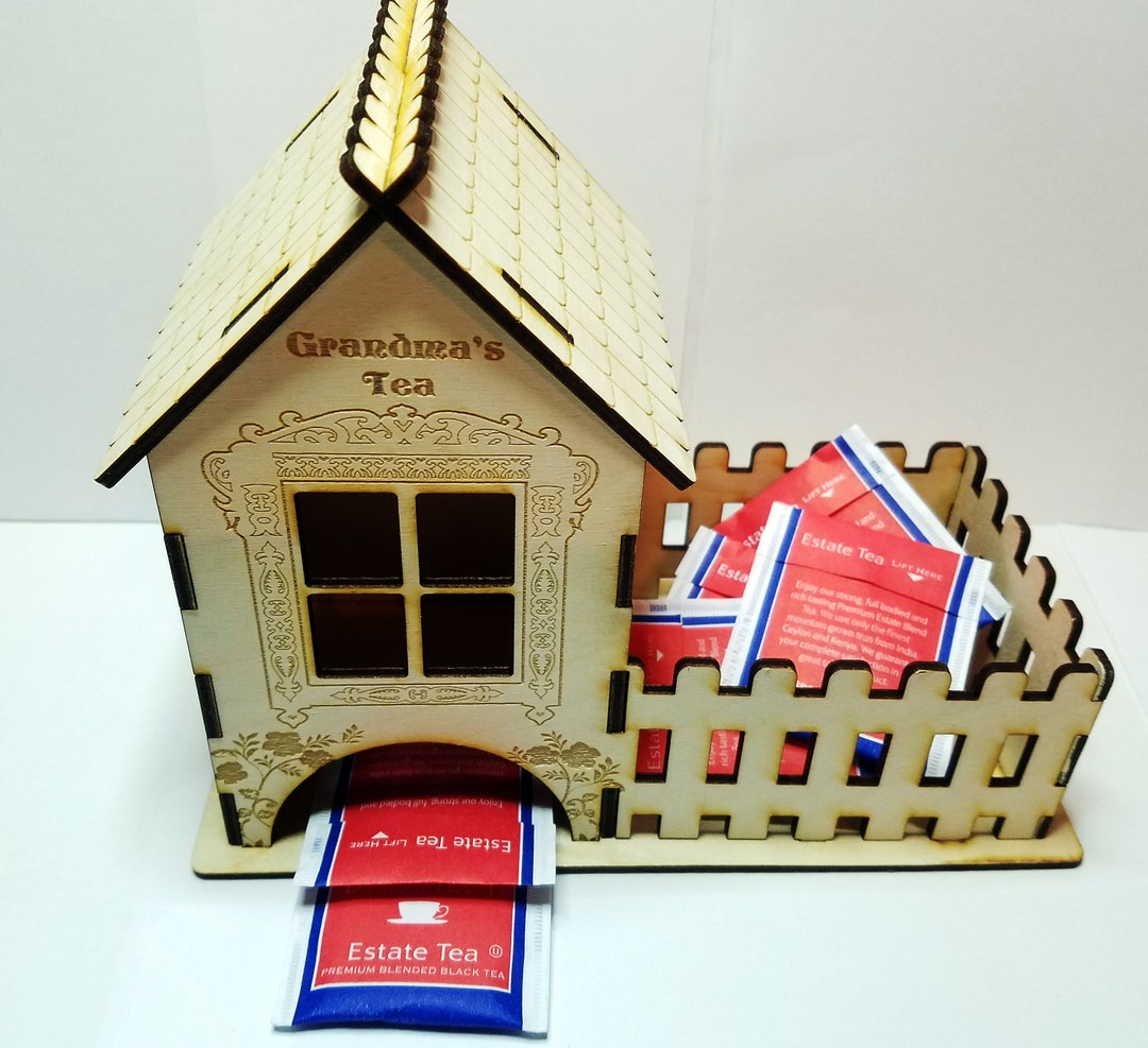 Tea House With Candy Box **personalized** | Handmade Wooden Tea Bag ...