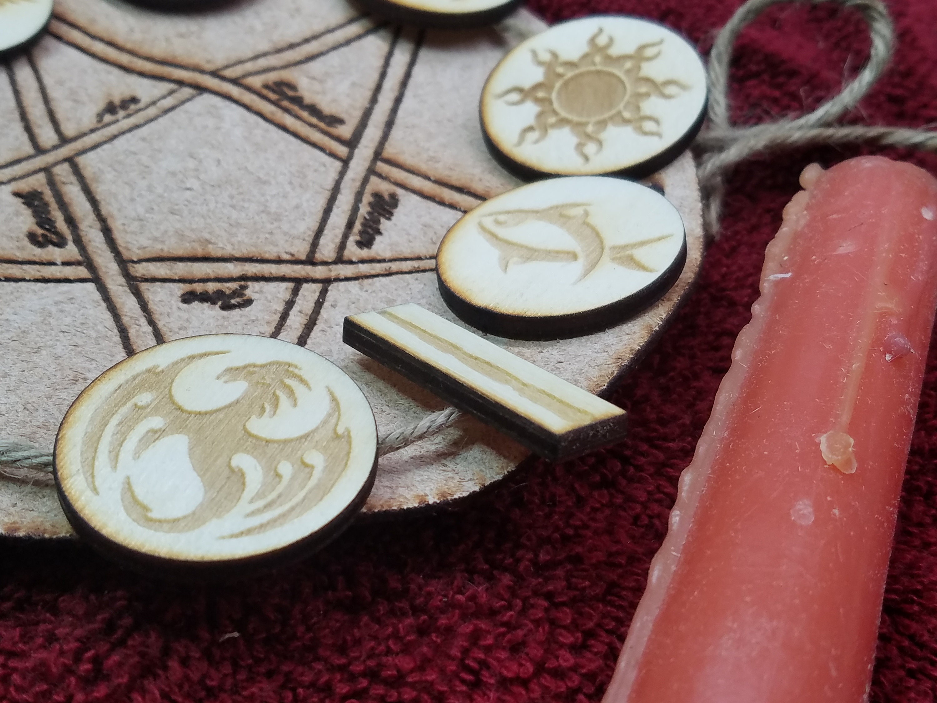 Leather Wiccan Altar Kit Pocket Altar and Wooden Tokens for - Etsy