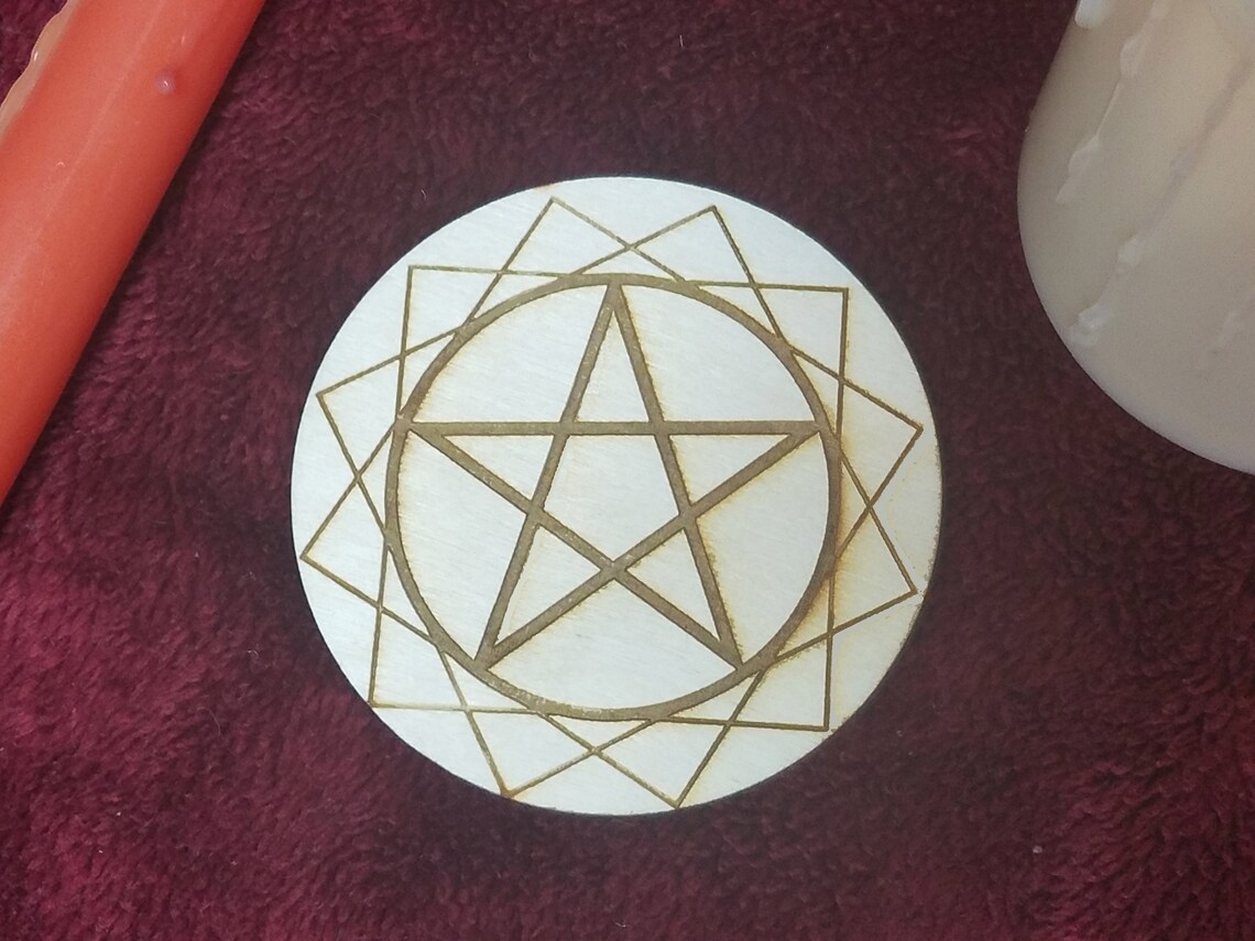 Wooden Pentacle Altar Tile | Wiccan Divination Altar With Sacred ...