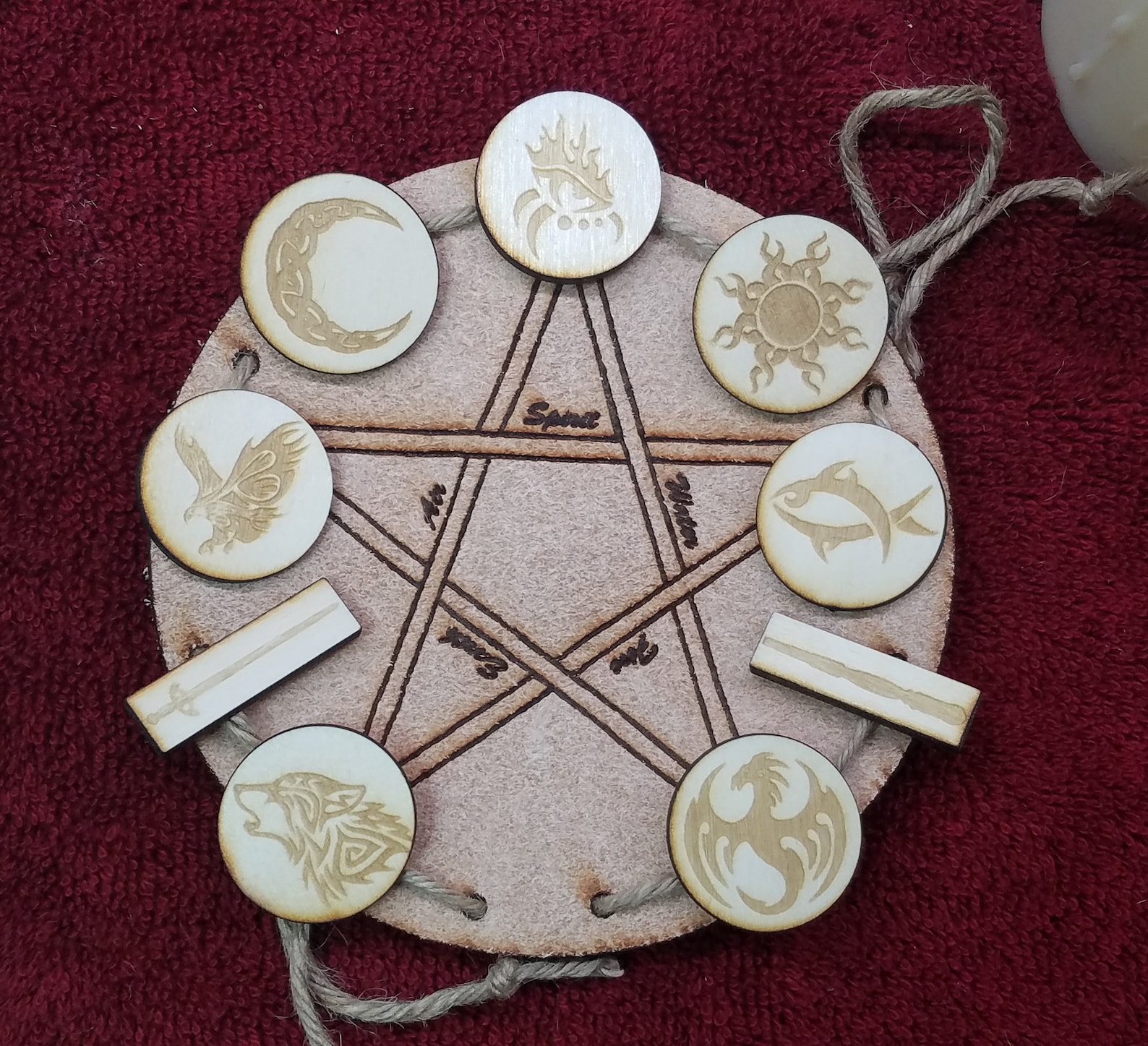 Leather Wiccan Altar Kit Pocket Altar and Wooden Tokens for - Etsy