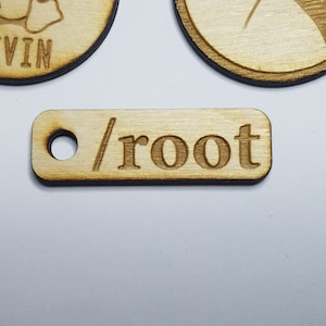 3 Custom Linux Wooden Keychains: [your Name + Tux Penguin], [/root ...