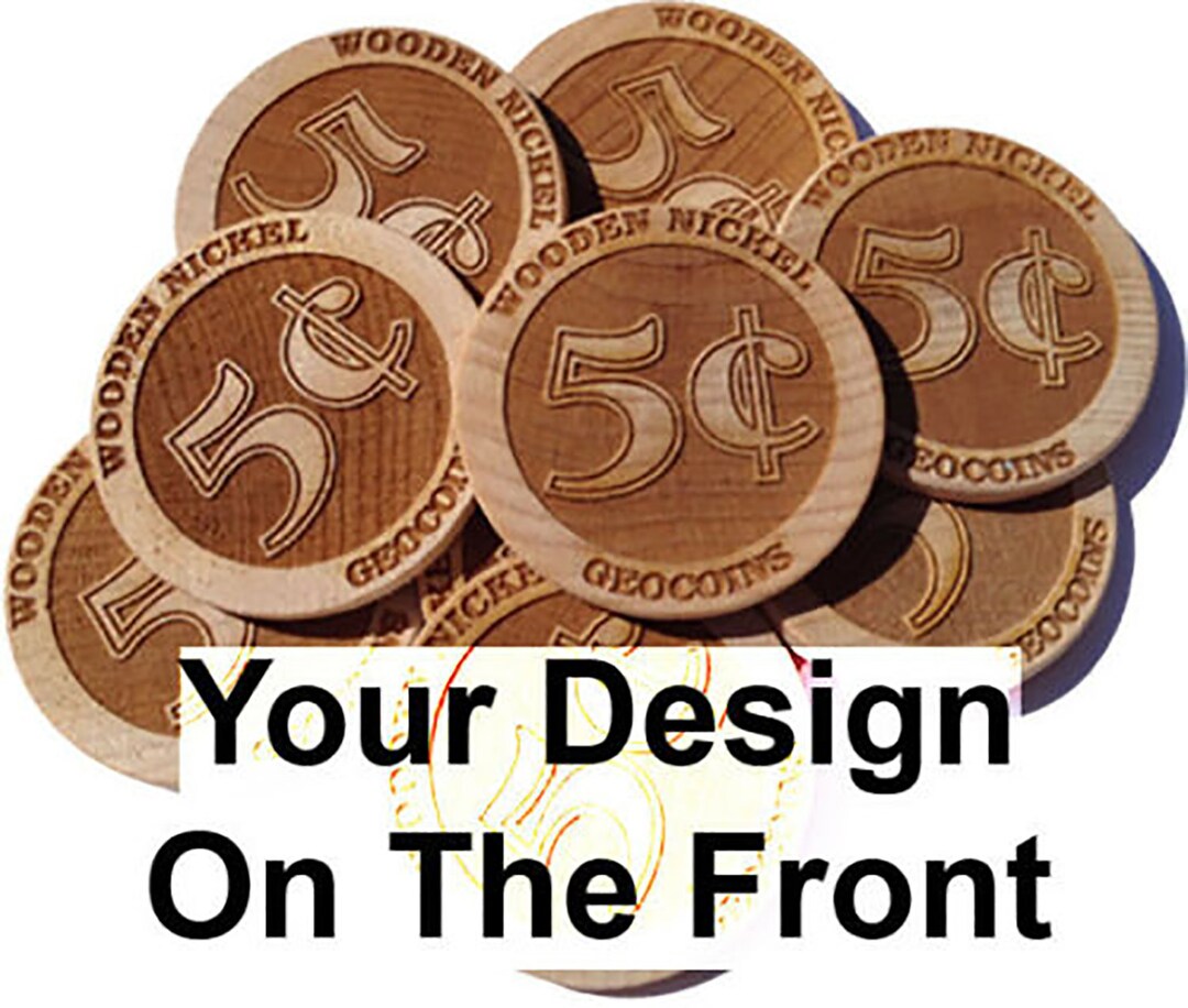 25x Custom Wooden Nickel Geocoin Tokens | Geocaching Laser Engraved ...
