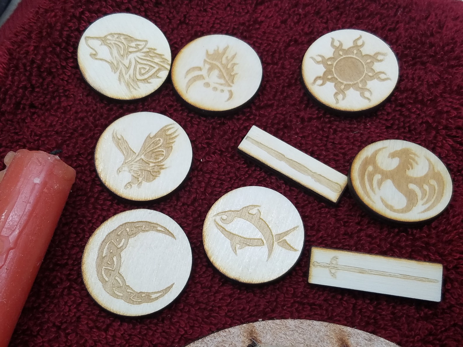 Leather Wiccan Altar Kit Pocket Altar and Wooden Tokens for - Etsy