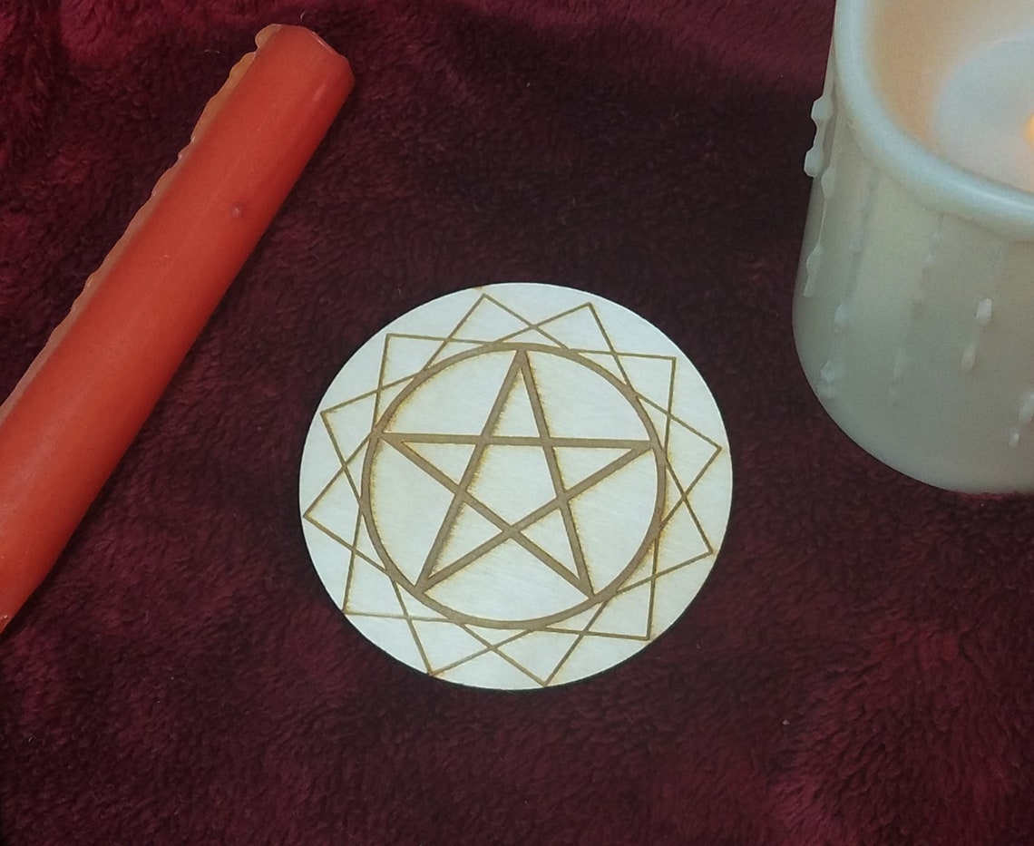 Wooden Pentacle Altar Tile | Wiccan Divination Altar With Sacred ...