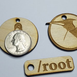 3 Custom Linux Wooden Keychains: [your Name + Tux Penguin], [/root ...