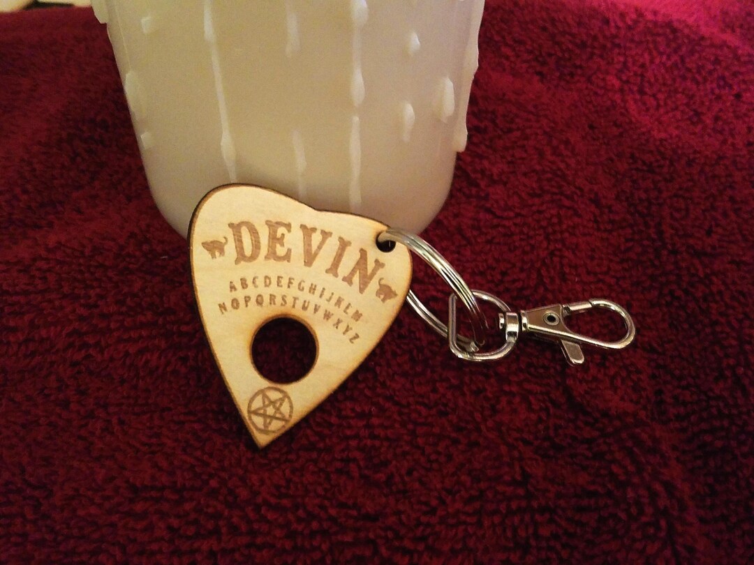 Personalized Wooden Planchette Keychain: Engraved Ouija Board Keyring ...