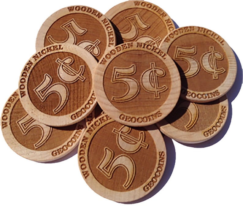 25x Custom Wooden Nickel Geocoin Tokens | Geocaching Laser Engraved ...