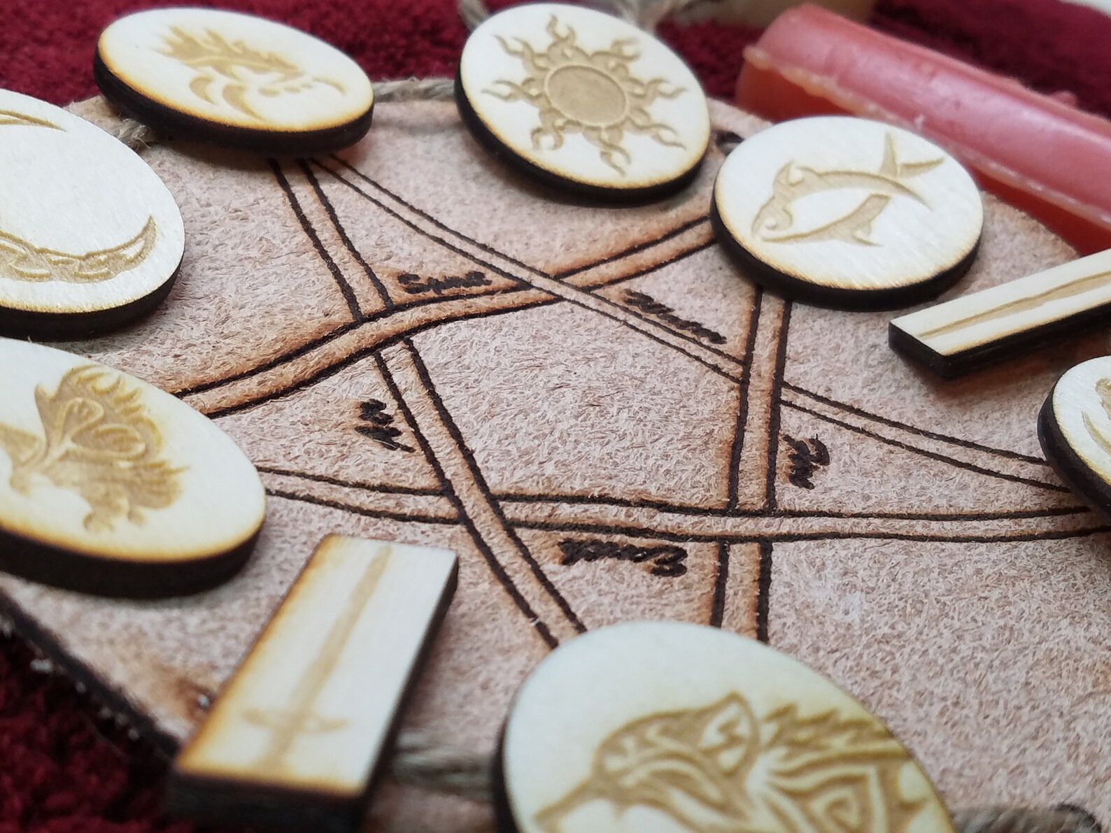 Leather Wiccan Altar Kit Pocket Altar and Wooden Tokens for - Etsy