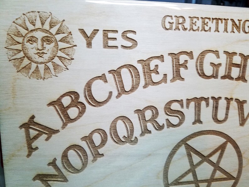 Wooden Ouija Board & Planchette W/ Wiccan Goddess, Horned God ...