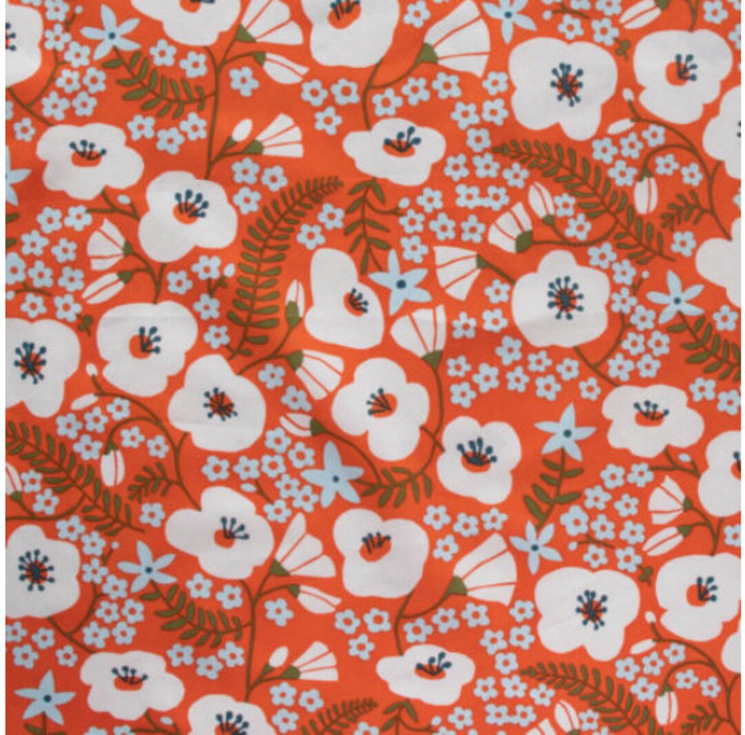 Margot Fabric Collection, Big Blooms Tangerine, Designed by Kristen ...