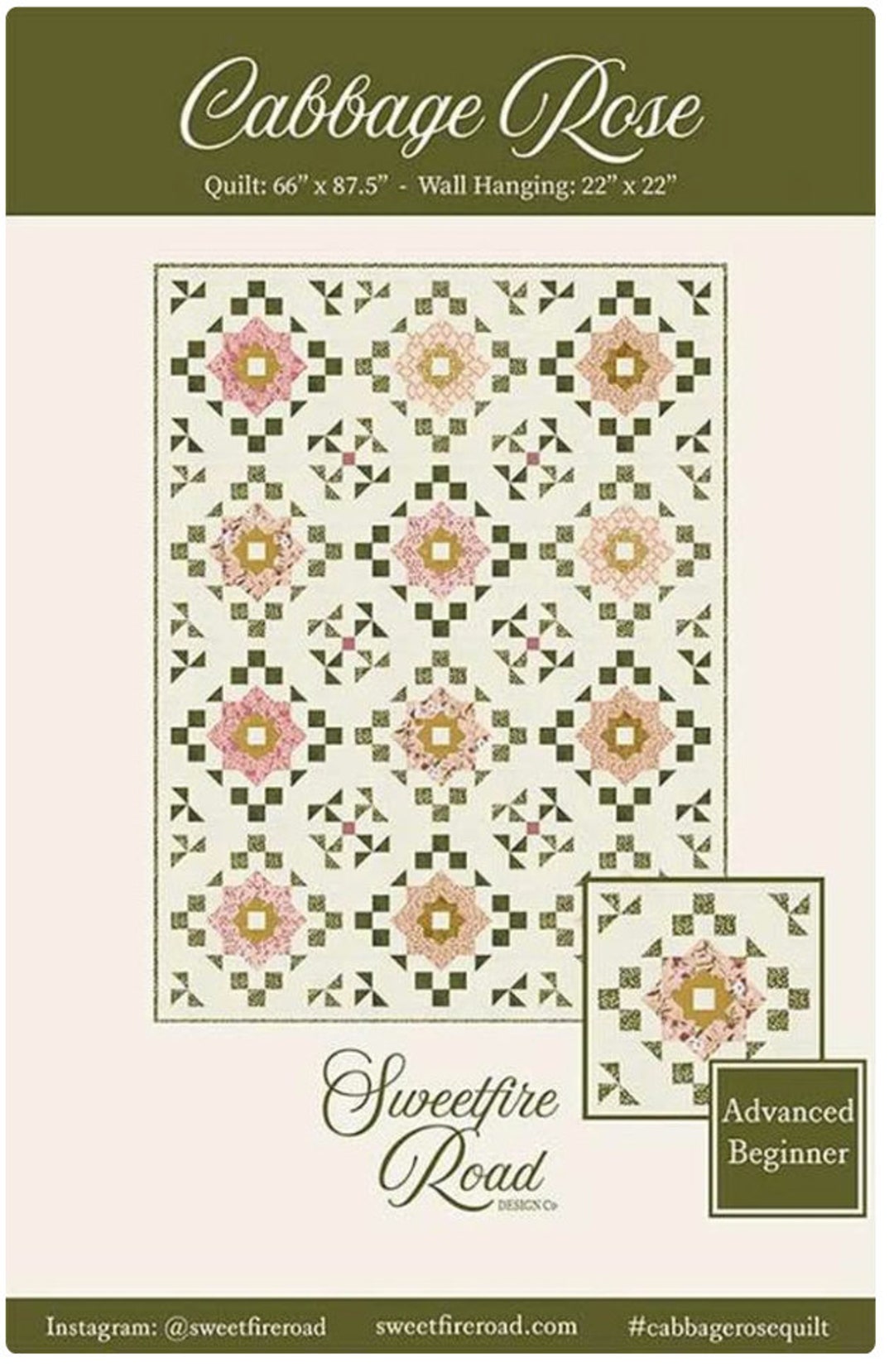 Cabbage Rose Quilt Kit Using Evermore Fabric by Sweetfire Road - 66" X ...