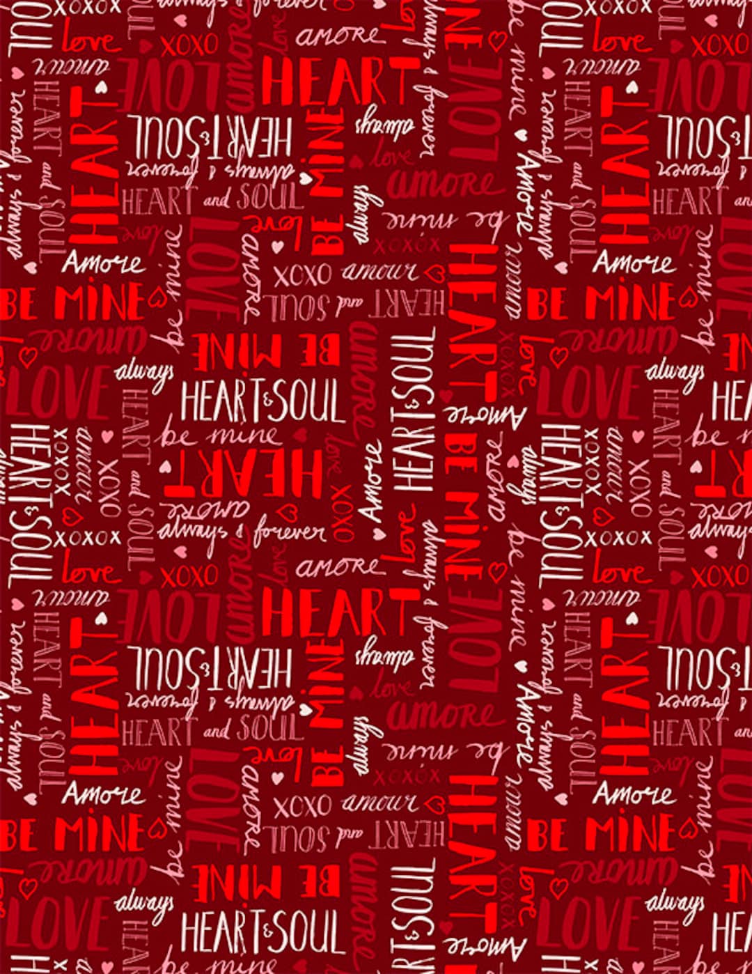 Happy Hearts, Words All Over Red, Designed by Nancy Mckenzie of Pink ...
