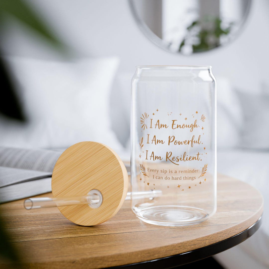 Affirmation Glass Sipper Cup | Motivational Self Love Gift - Etsy