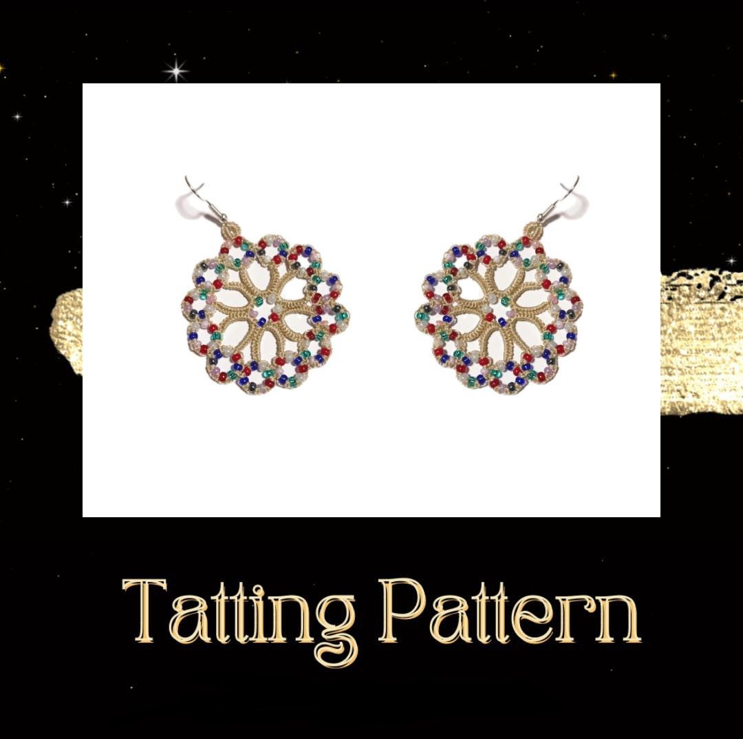 Needle And Shuttle Tatting Patterns For Earrings With Split Rings Tatted Lace Earring Pattern