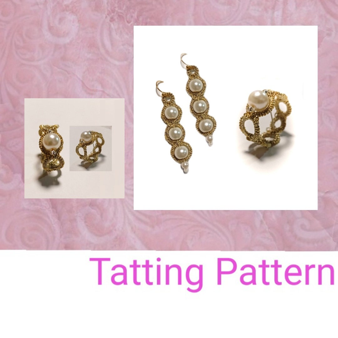 Needle And Shuttle Tatting Patterns Tatting Pattern For Earrings And Ring Tatting Tutorial