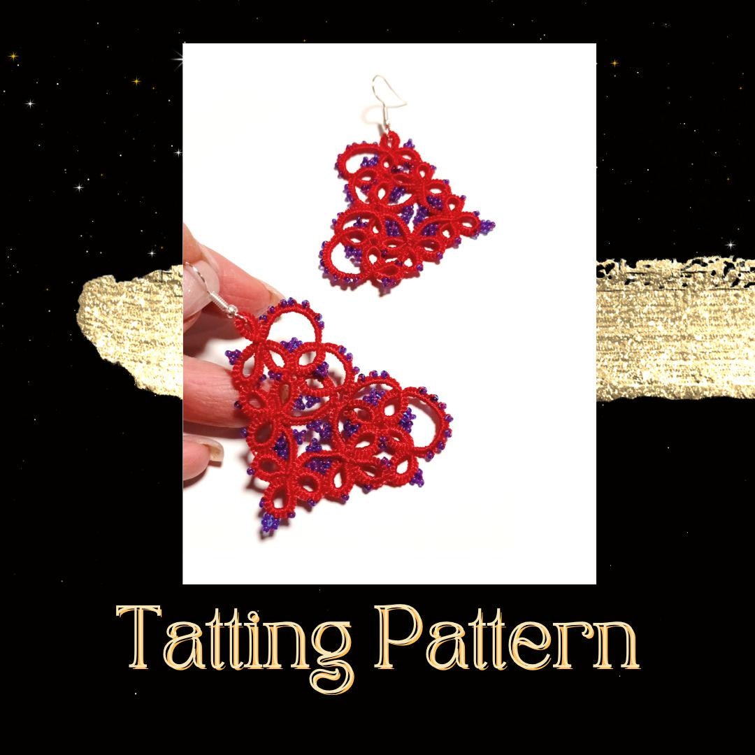 Heart Earrings Tatting Pattern, Tatting Jewelry, Shuttle Tatting ...