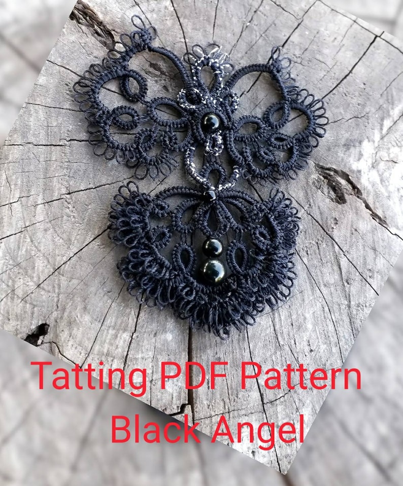 Tatting Angel Lace PDF Pattern , Hallowen Present , Ornament Frivolite ...