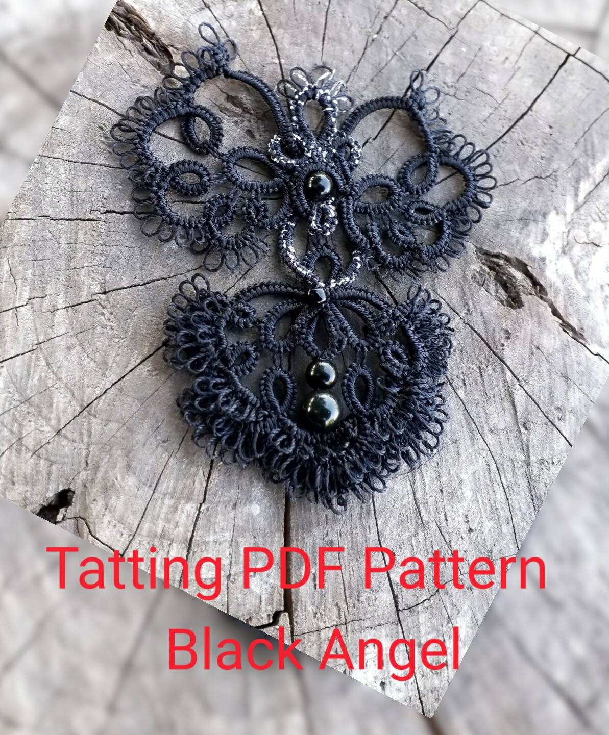 Tatting Angel Lace PDF Pattern , Hallowen Present , Ornament Frivolite ...