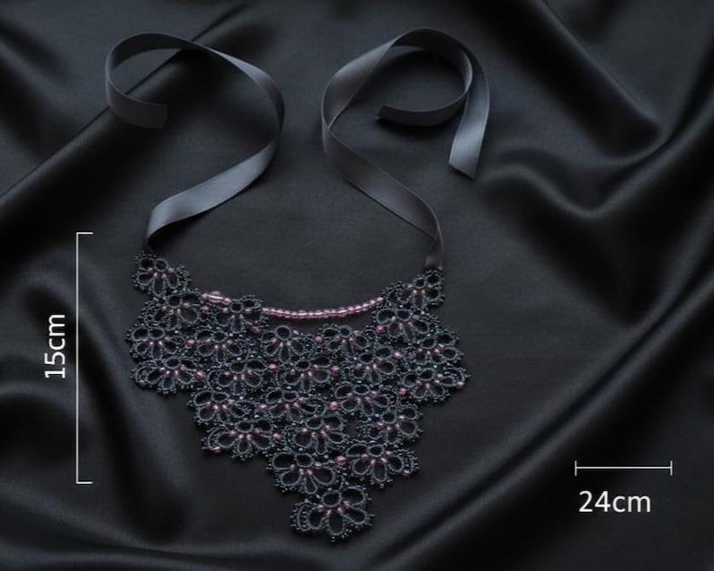 Luxury Tatting Lace Collar Necklace Pattern – Statement Bridal Jewelry ...