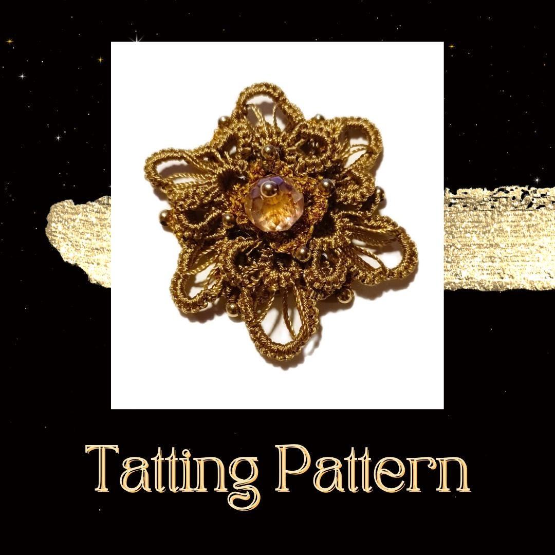 Small Star Flower Brooch Tatting Pattern, Flower Brooch Frivolite Lace ...