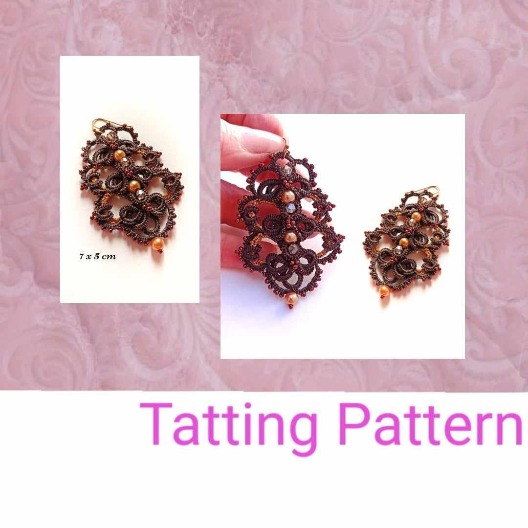 Tatted Beaded Earrings Tutorial, Needle Tatting Pattern, Needle Tatting ...