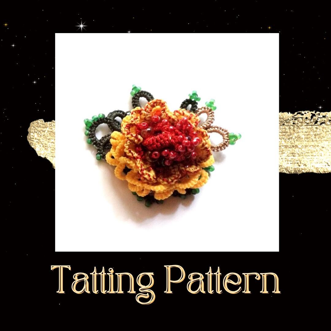 Rose Brooch Tatting Pattern, Frivolite Flower Brooch PDF, Make Your Own ...