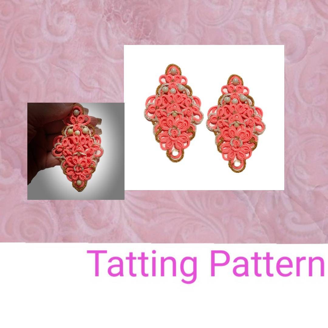 Tatting Lace Earrings Pattern Step by Step , PDF Tutorials , Detailed ...