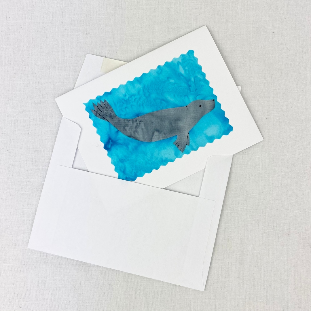 Handmade Seal Card: Fabric Beach Greeting Card - Etsy