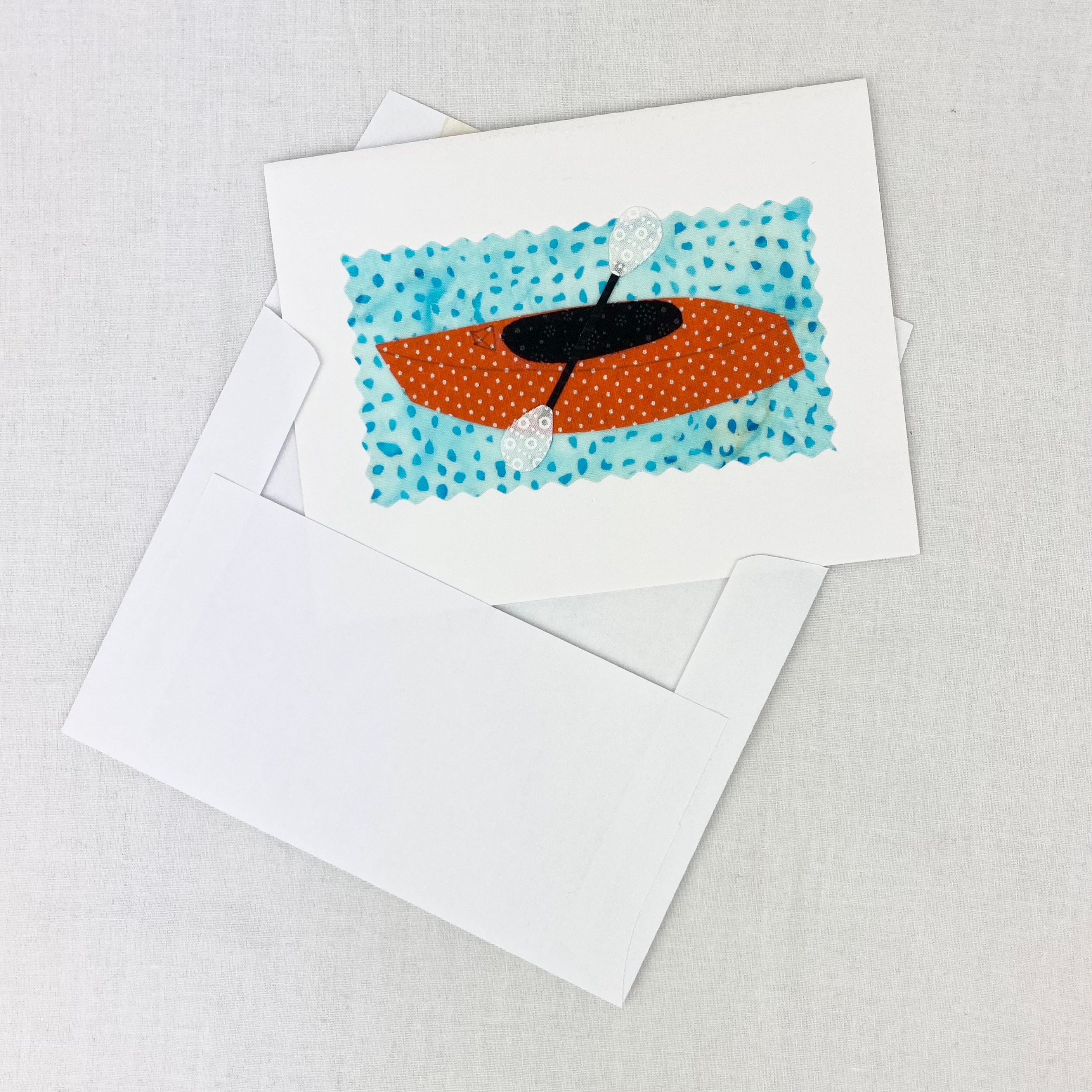 Kayak Card Handmade Fabric outdoor unique birthday card | Etsy