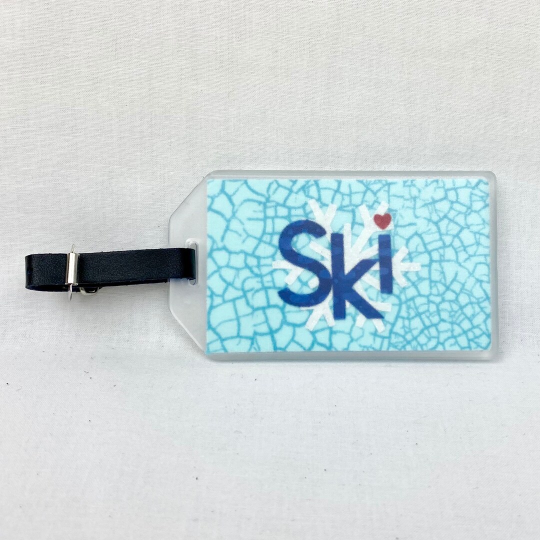 Ski Luggage Tag Handmade With Fabric, Winter Travel Luggage Tag, Ski ...