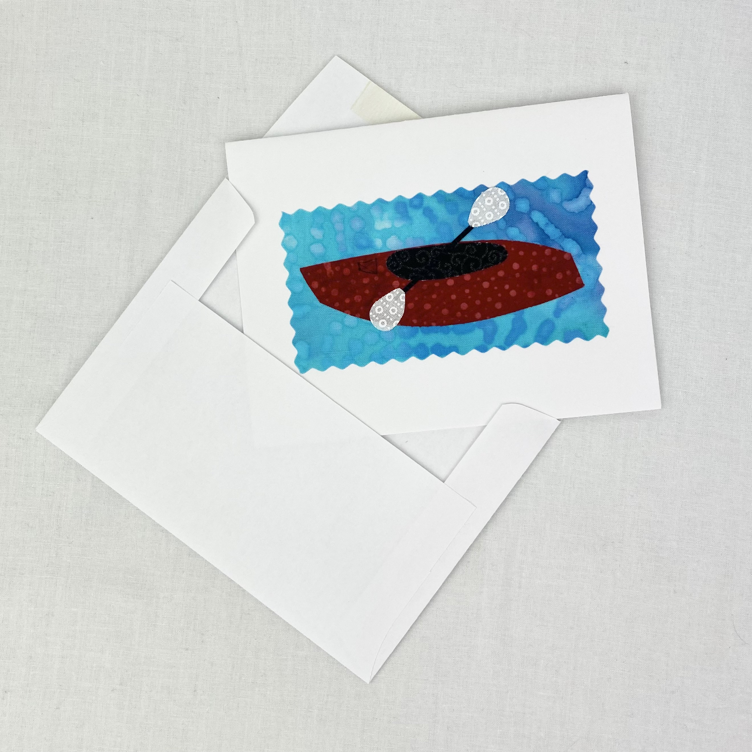 Kayak Card Handmade Fabric Outdoor Unique Birthday Card - Etsy