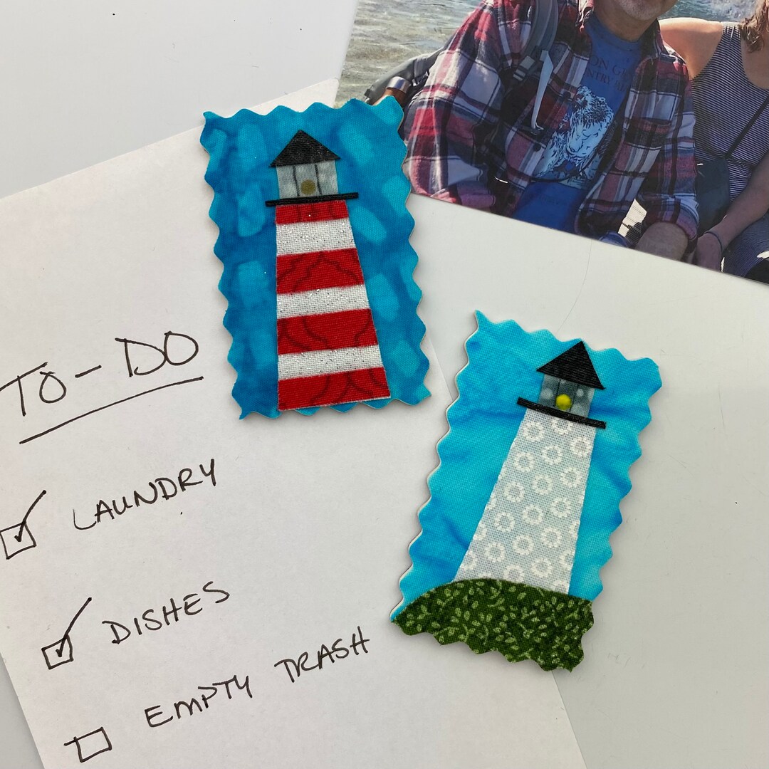 Hand-cut Fabric Lighthouse Magnet: Nautical Ocean Decor - Etsy
