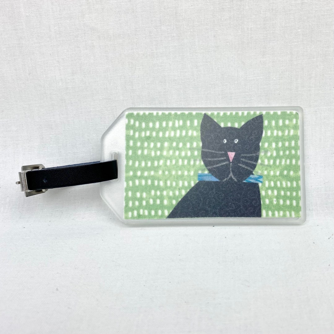 Cat Luggage Tag Handmade With Fabric, Cute Kitten Tag - Etsy