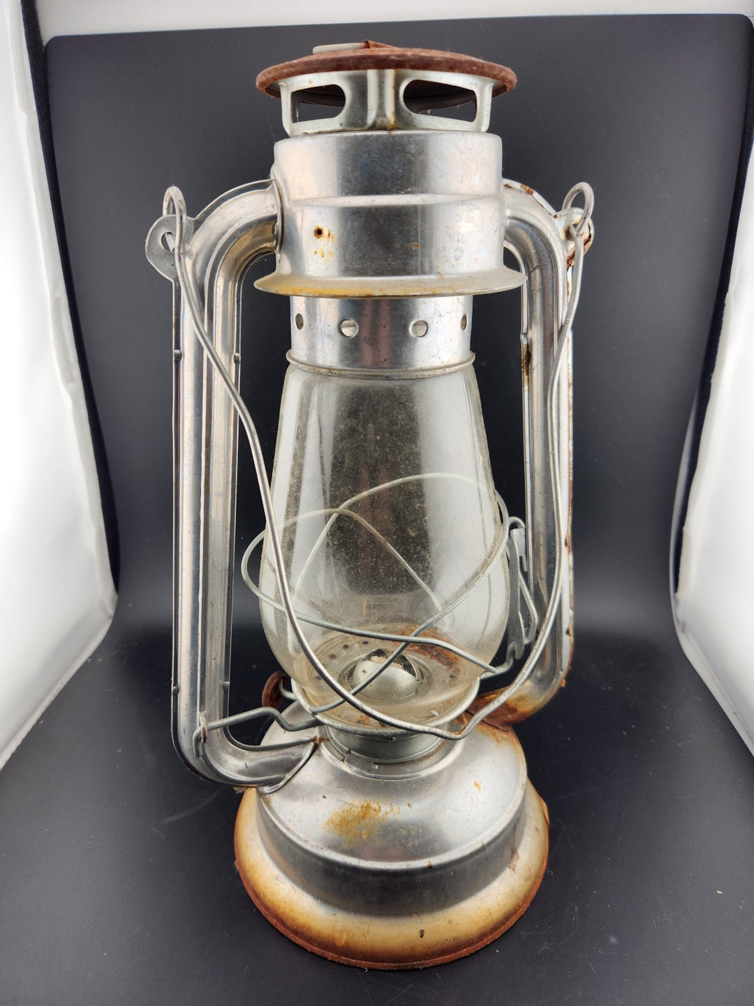 Vintage Kerosene Lantern - 12" High Plus Handle / Glass is Intact - We ...