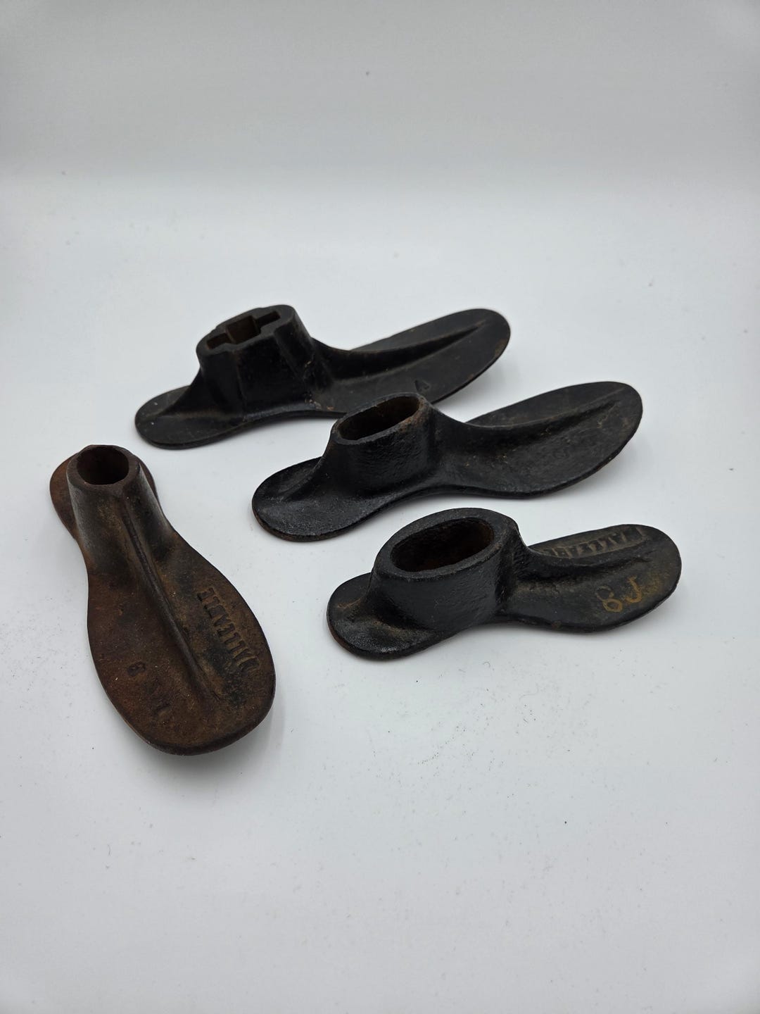 Vintage / Antique Cast Iron Cobbler's Shoe Forms / Lasts - Set of 4 / 3 ...