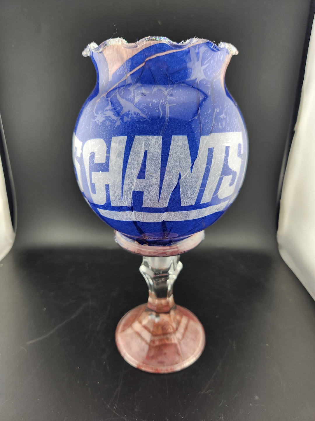 Vintage Collector Glass Vase on a Pedestal Advertising for the GIANTS ...