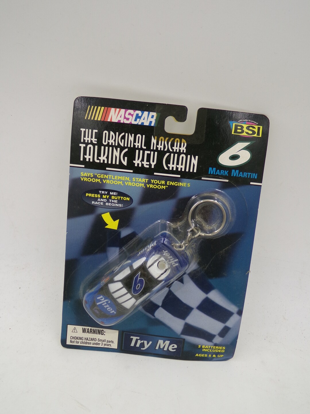 Vintage NASCAR Collectible Talking Key Chain Mark Martin Racing Car No ...