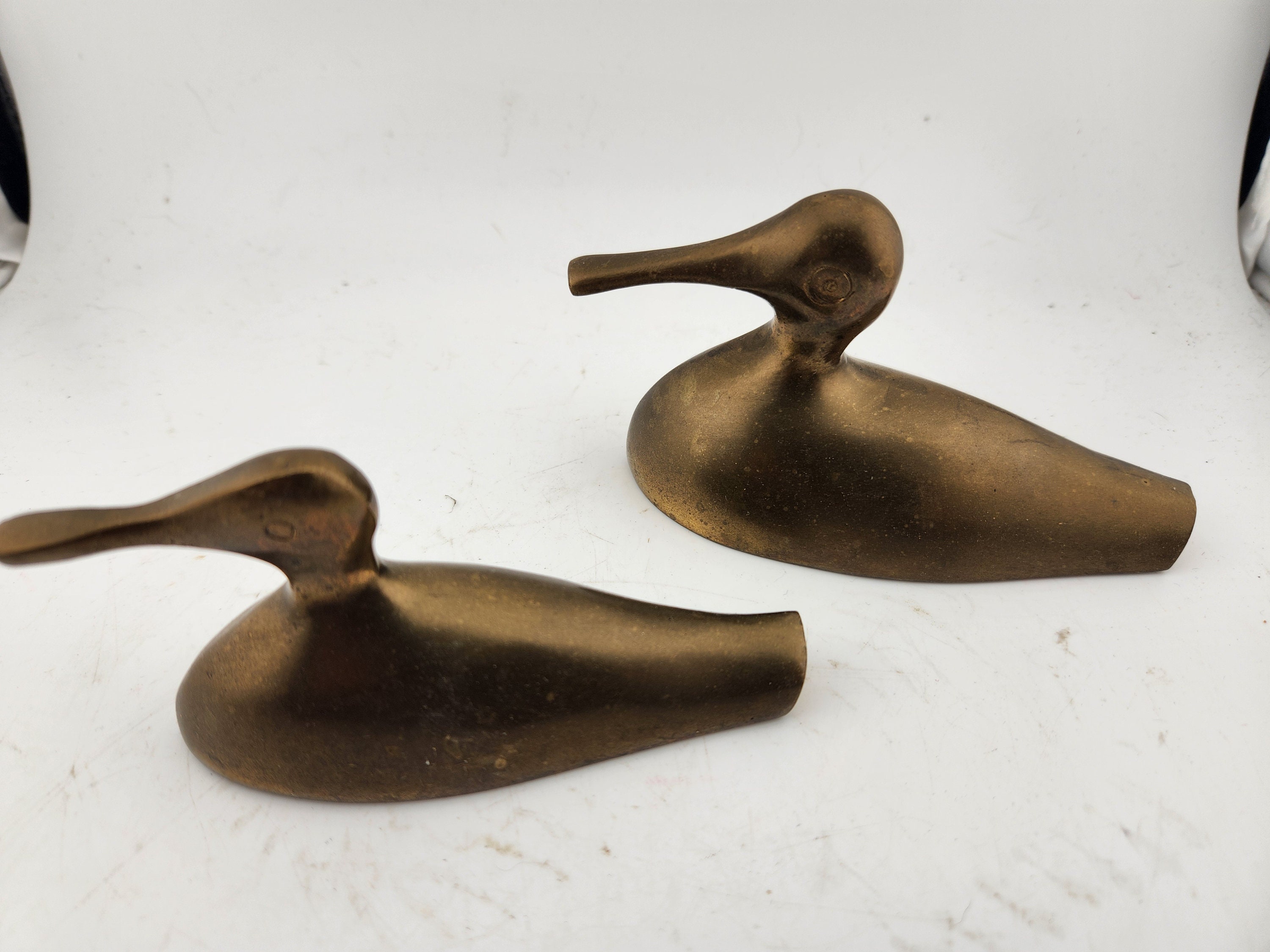 Vintage Set of 2 Solid Brass Ducks / Stand Alone / Sizes Are 4" X 3.5 ...