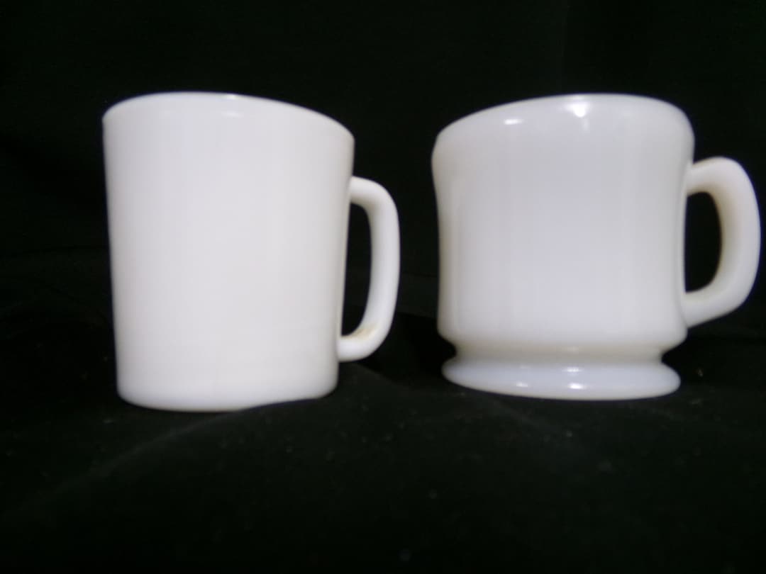 Vintage Set of 2 Milk Glass Coffee Cups Used as Shaving Cream Cups in ...