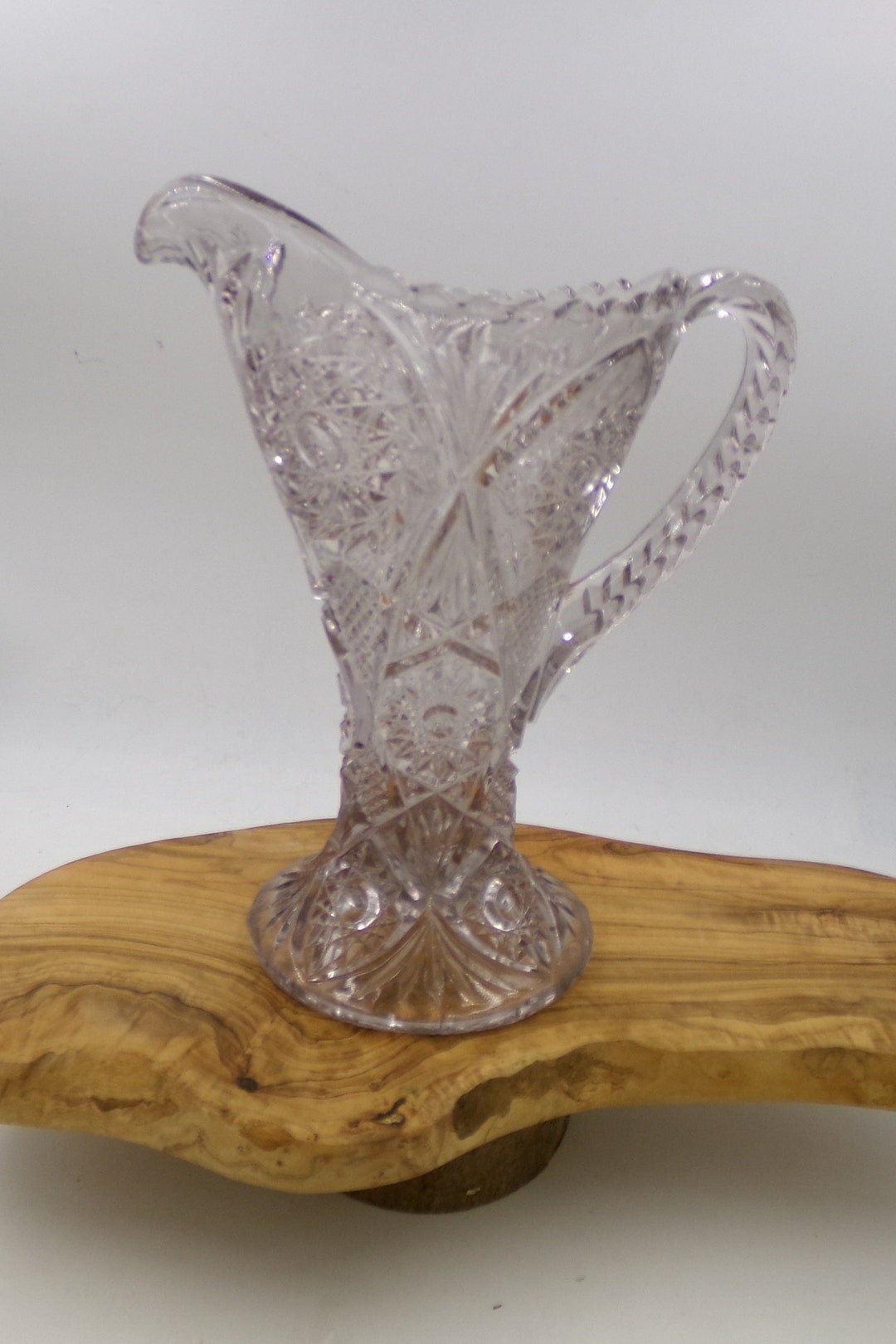 Vintage Patterned Glass Pitcher - Textured - Drinking Water Vessel ...