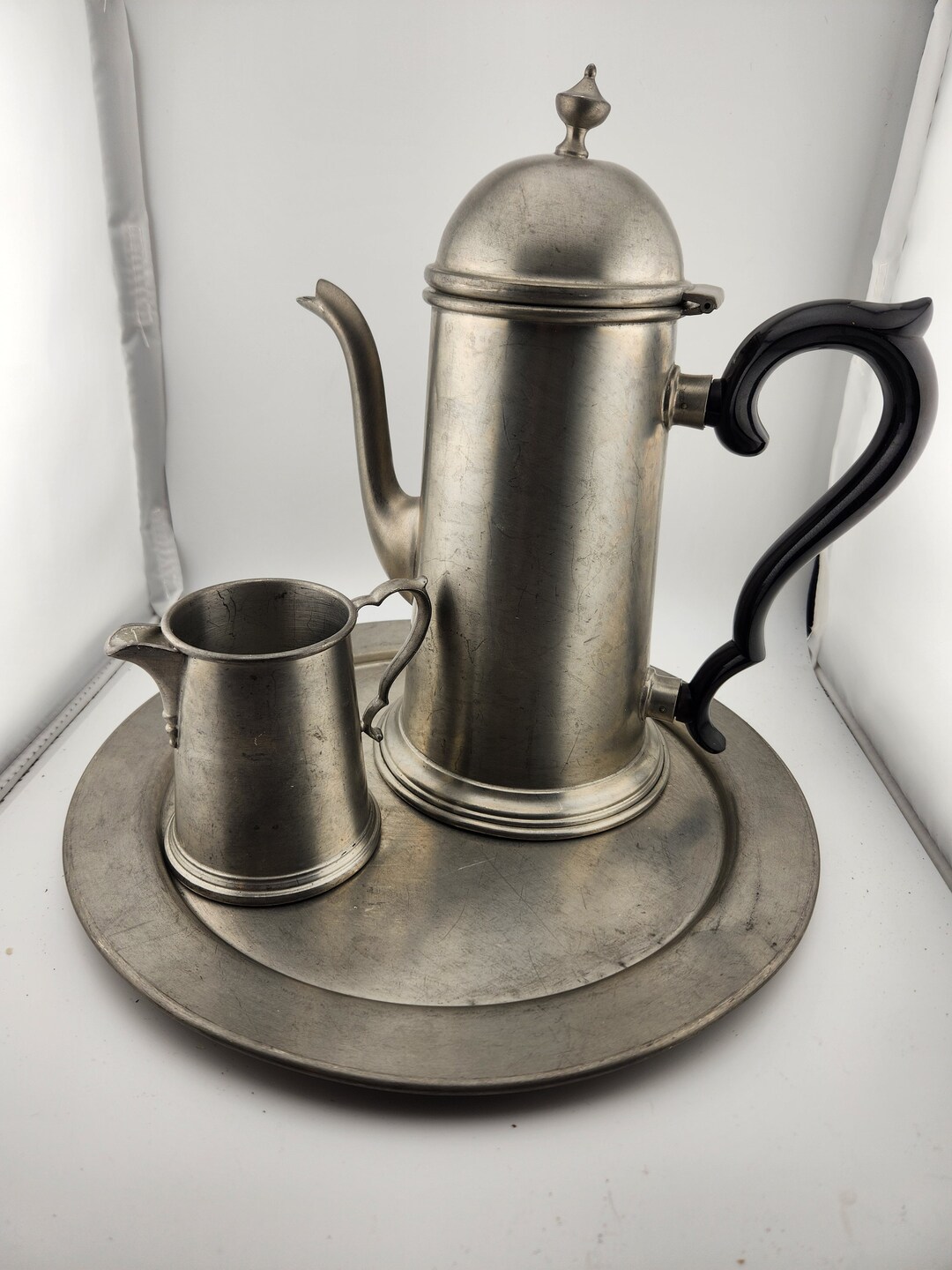 Vintage 3 Piece Colonial Pewter by Boardman - Includes Tea Pot, Charger ...