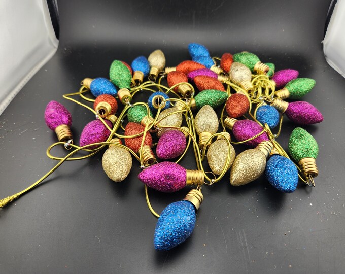 Vintage Christmas Decoration - Two 6" Plastic Strands of Glitter Bulbs ...