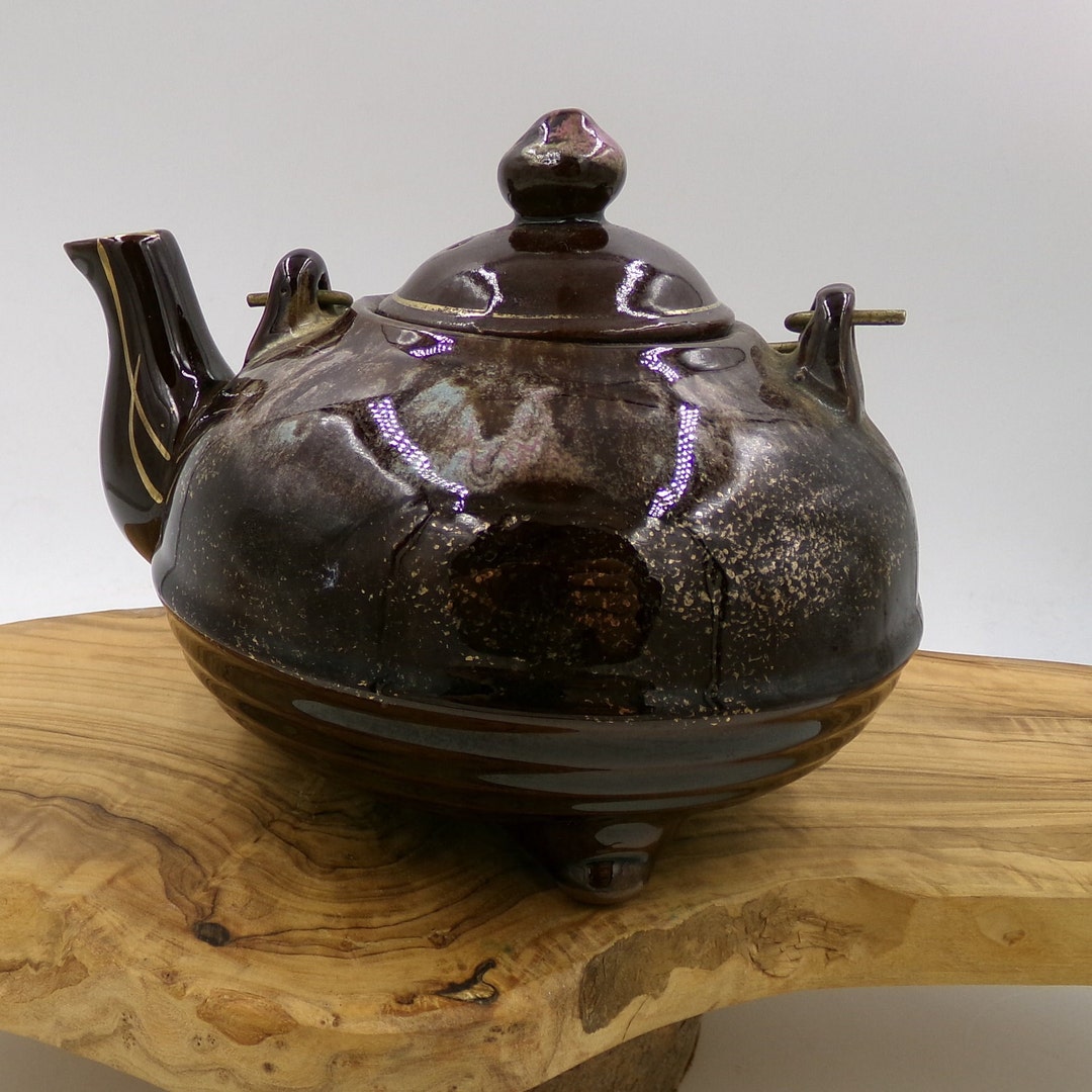 Vintage Ceramic Teapot With Twisted Wire Handle No Markings - Very ...