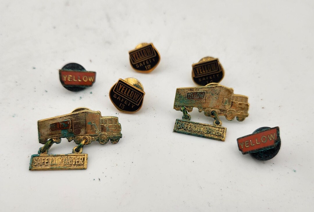 Vintage Yellow Freight Truck Pins - Total of 7 - Oxidized and Need Cleaning - Etsy