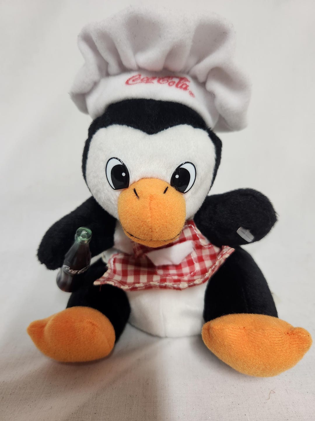 Vintage From 1989 Stuffed Penguin With a Chef Hat and Cute Checkered ...