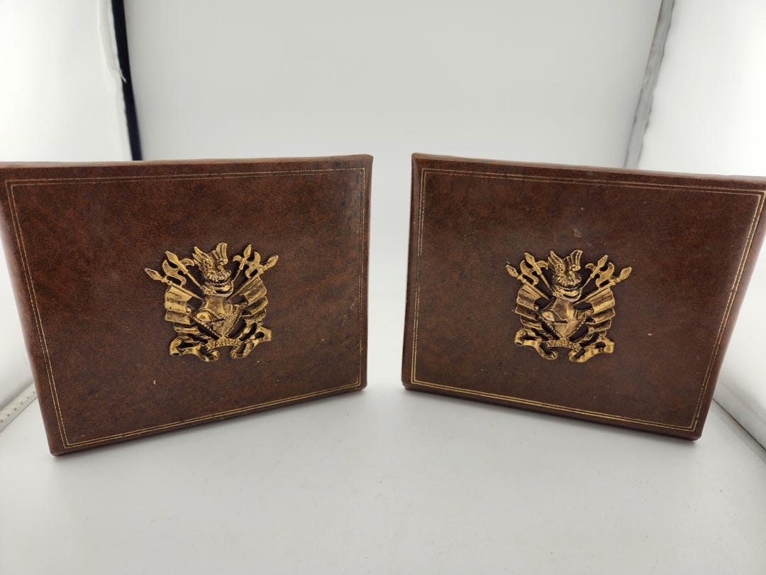 Vintage Set of Leather Covered Bookends Base is 6" X 3" and 4.75" Tall ...