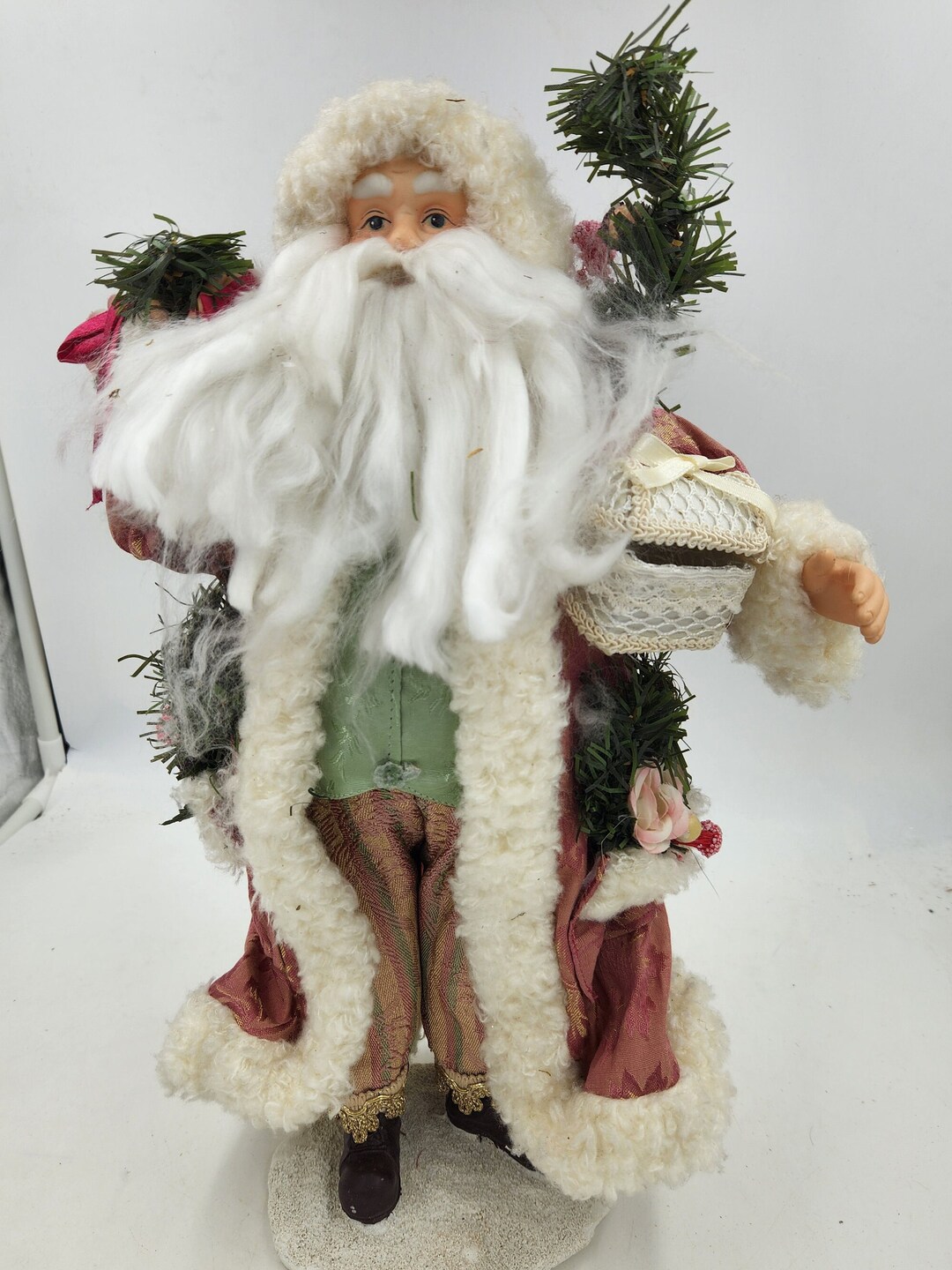 Vintage Santa Claus Doll 18" Tall - Old Saint Nick - Beautiful Pink ...